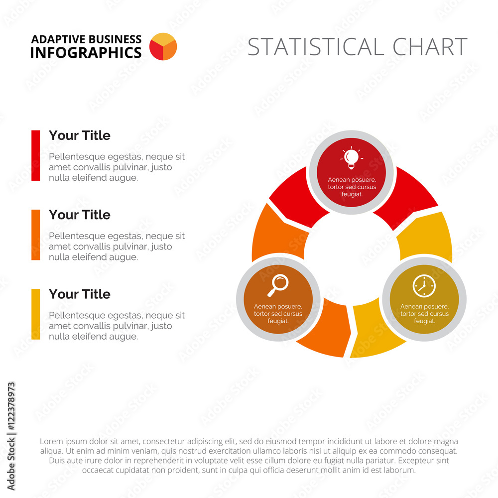 Three Parts Cycle Diagram Slide Template 2 vector de Stock | Adobe Stock