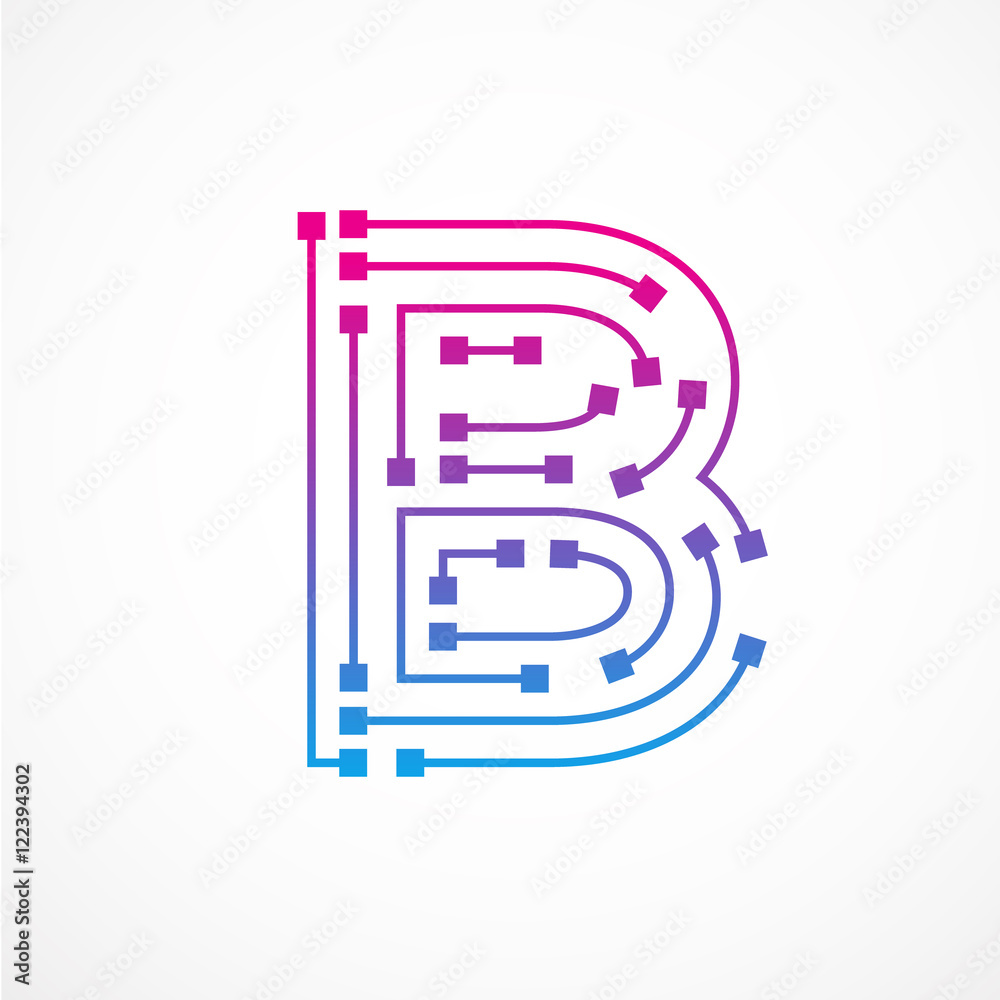 Abstract letter B logo design template,technology,electronics,digital ...