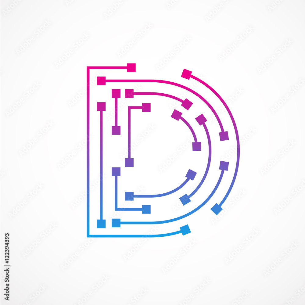 Abstract letter D logo design template,technology,electronics,digital ...
