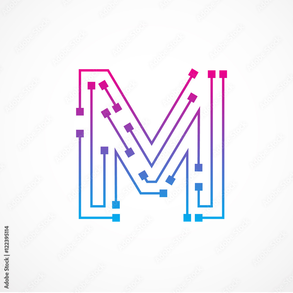 Abstract letter M logo design template,technology,electronics,digital ...