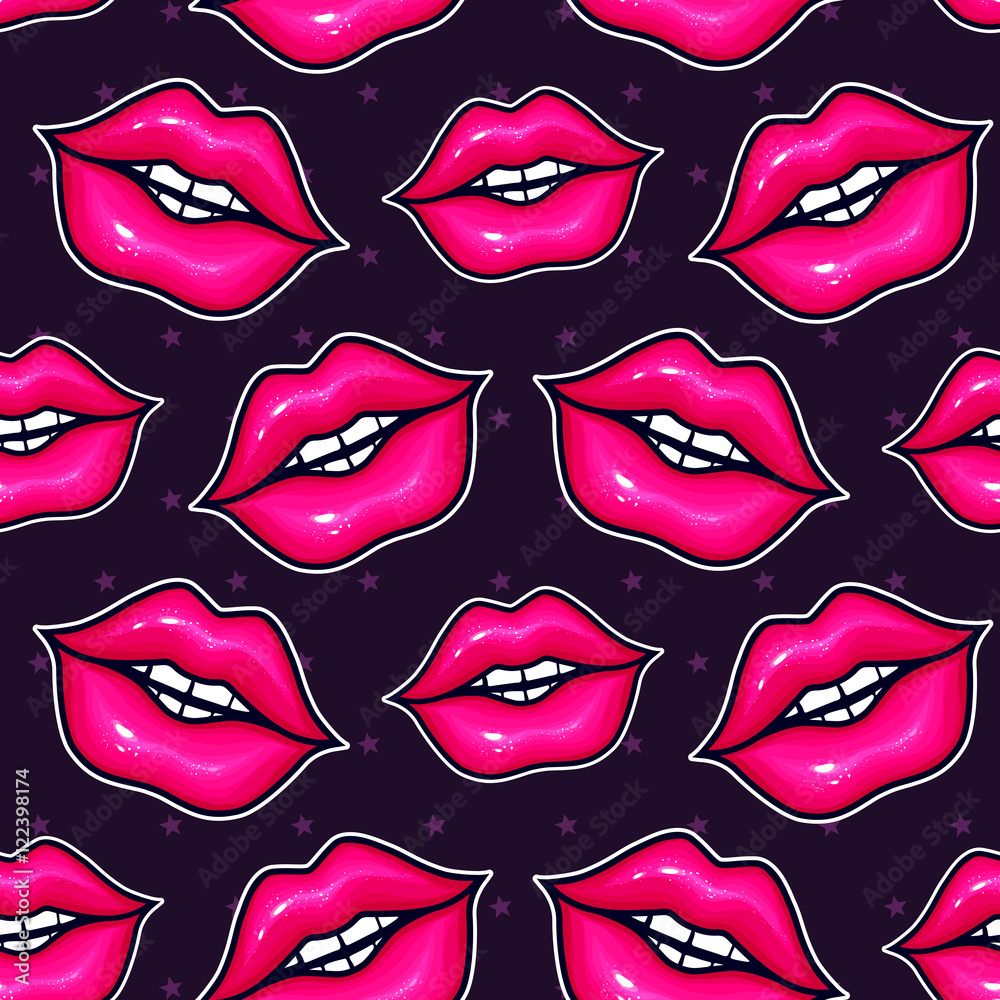 Pink lips seamless pattern. Stock Vector | Adobe Stock