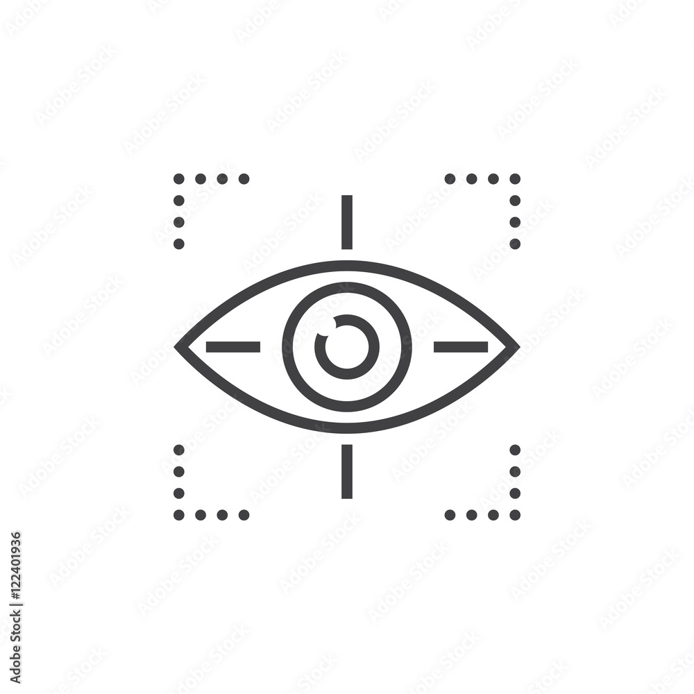 Target symbol icon vector, eye tracking line icon, outline vector logo ...