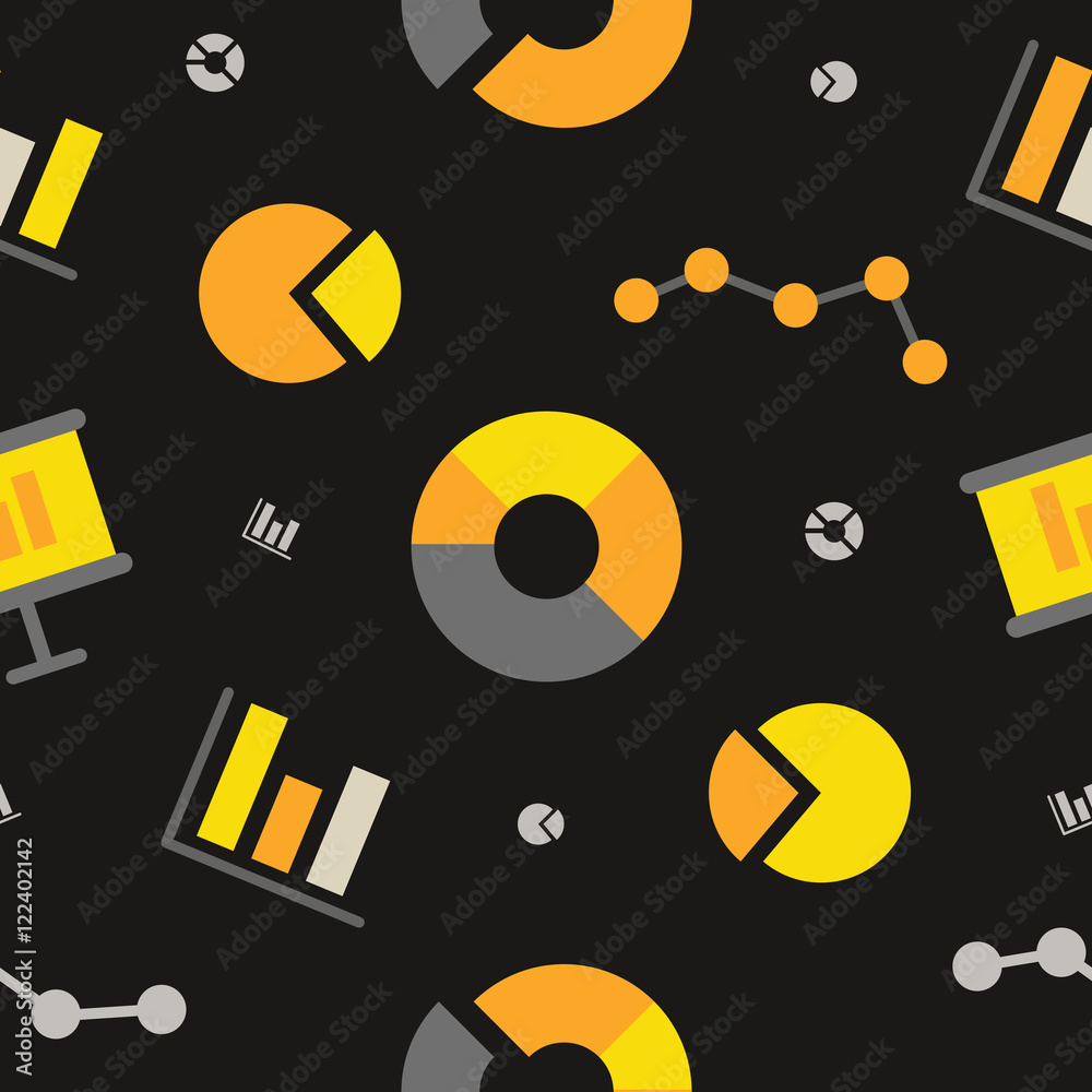 Financial Chart Seamless Pattern with Business Graph. Vector background ...