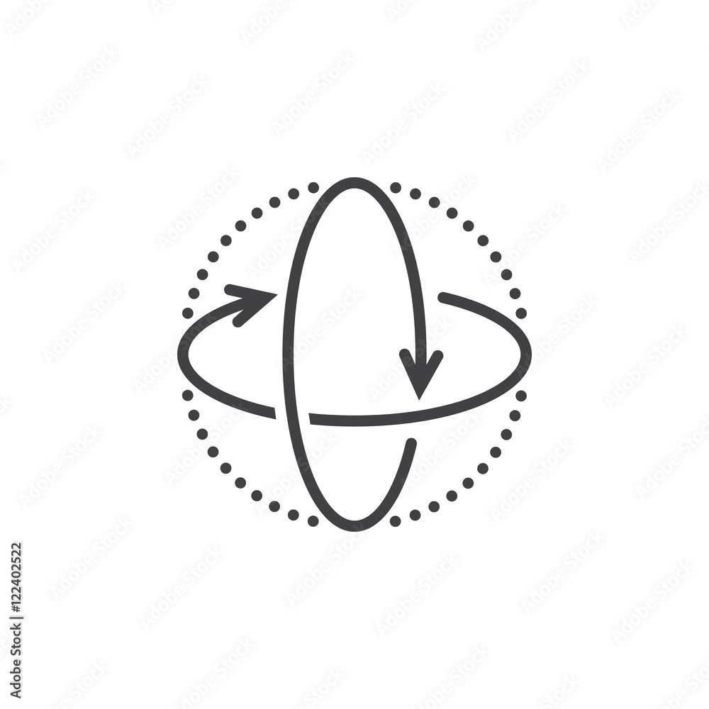 360 degree rotation arrows line icon, virtual reality outline vector ...