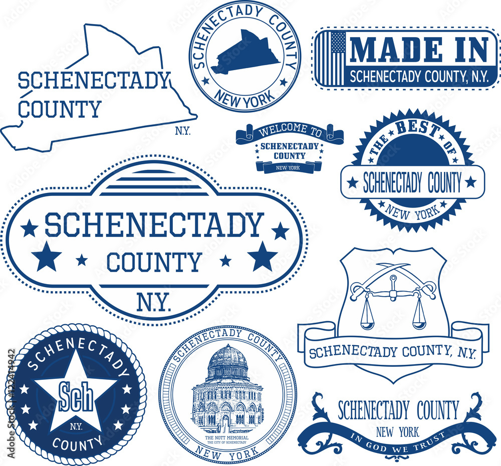 generic stamps and signs of Schenectady county, NY Stock-Vektorgrafik ...