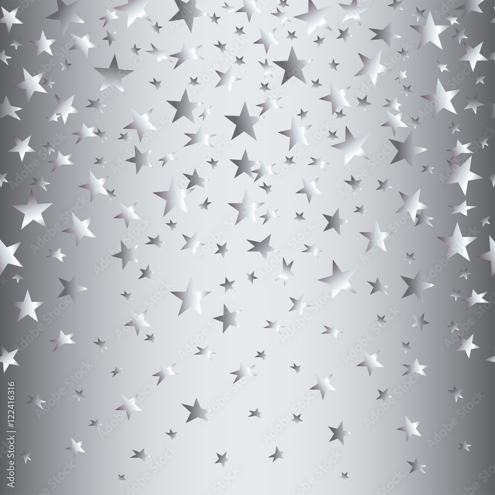 Silver stars on a silver seamless background with a gradient. Vector ...