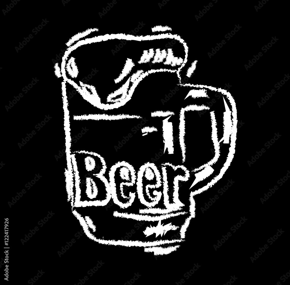 icon or logo for beer bar or store. Best beer with a crown. Freehand ...