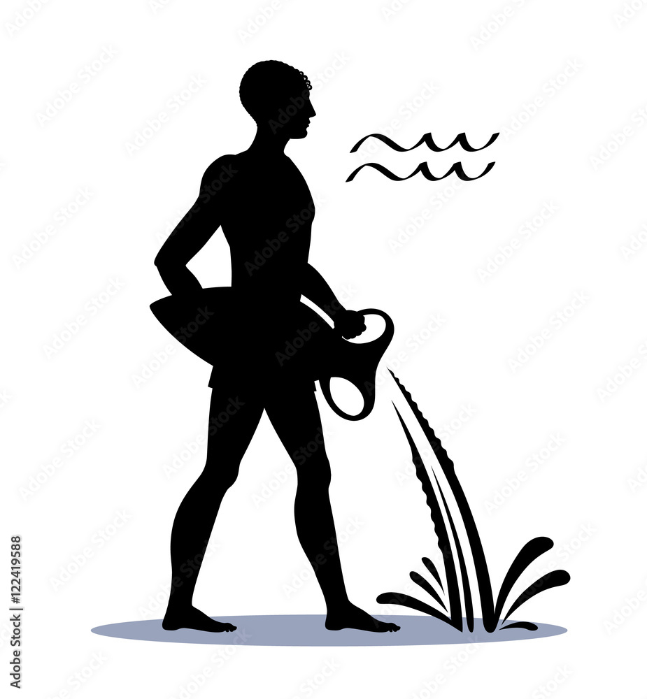 Icon Aquarius or Water Bearer - zodiac horoscope, vector, illustration ...