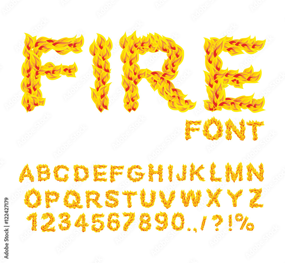 Fire font. Burning ABC. Flame Alphabet. Fiery letters. Hot typo Stock ...