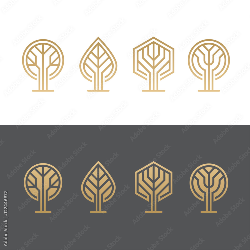 Abstract tree logos Stock Vector | Adobe Stock