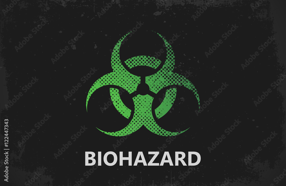 Biohazard logo design. Biohazard poster. Grunge poster Stock Vector ...