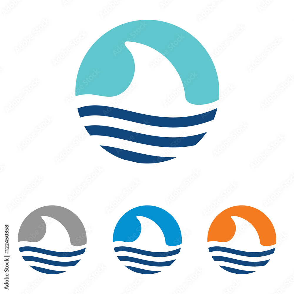 Abstract Shark Fin Big Fish Logo Symbol Template Stock Vector | Adobe Stock