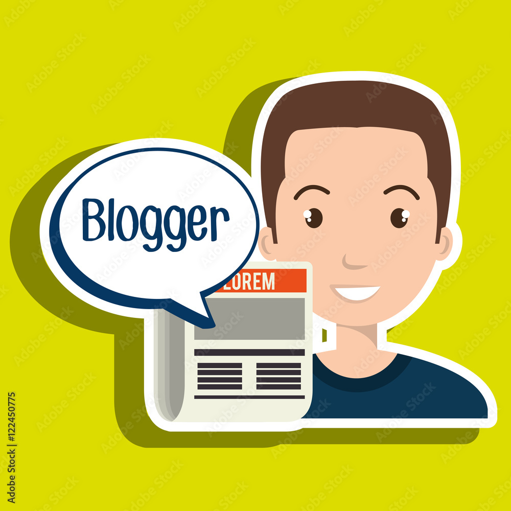 man cartoon blogger web vector illustration eps 10 Stock Vector | Adobe ...