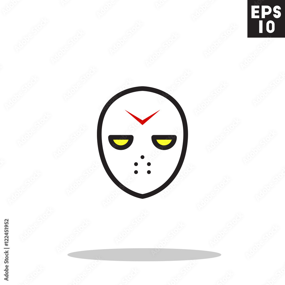 Hokey mask serial killer monster face for halloween icon in trendy flat ...
