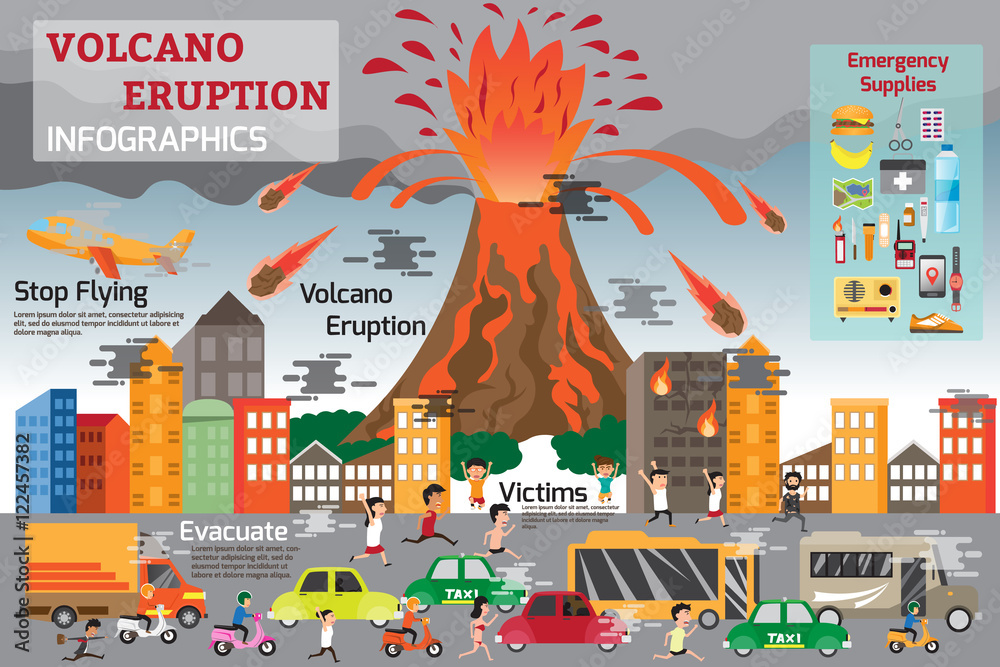Volcano eruption infographics elements. Natural disasters that d Stock ...