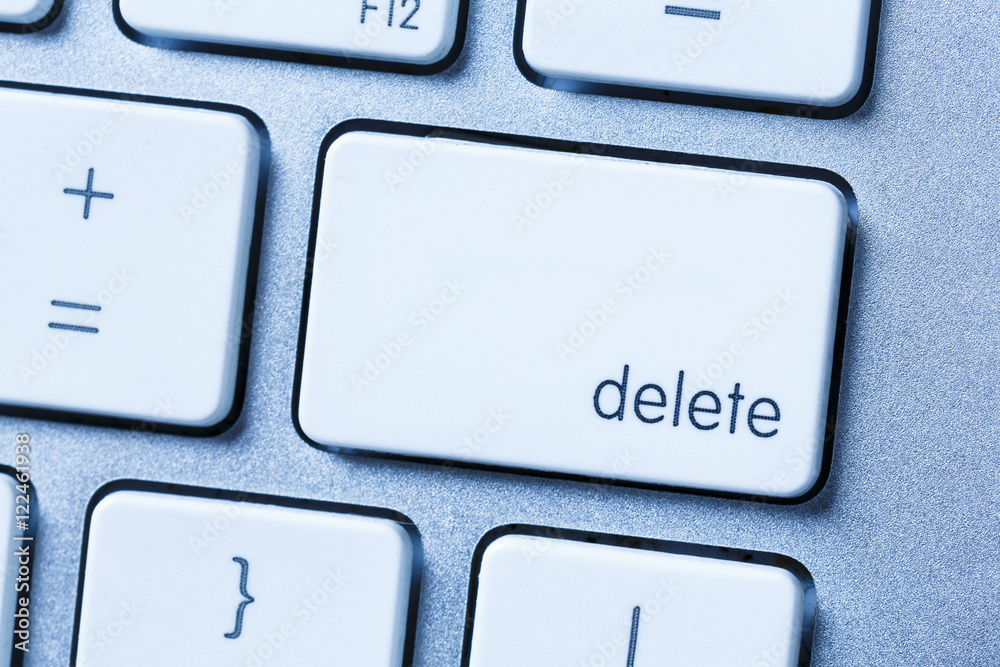 Delete key on computer keyboard close up Stock Photo | Adobe Stock