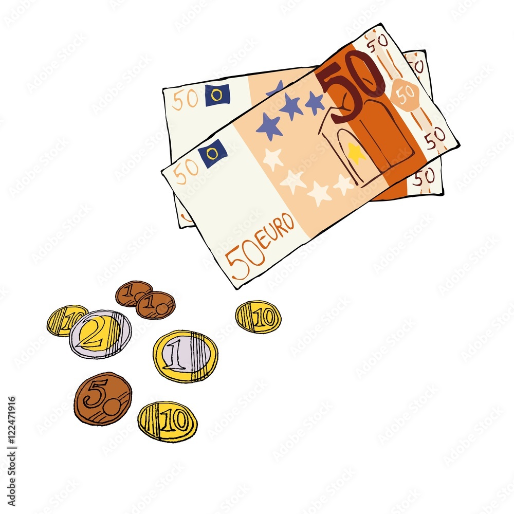 Wechselgeld Bargeld Scheine Münzen 100 50 Euro Kleingeld - Comic von ...