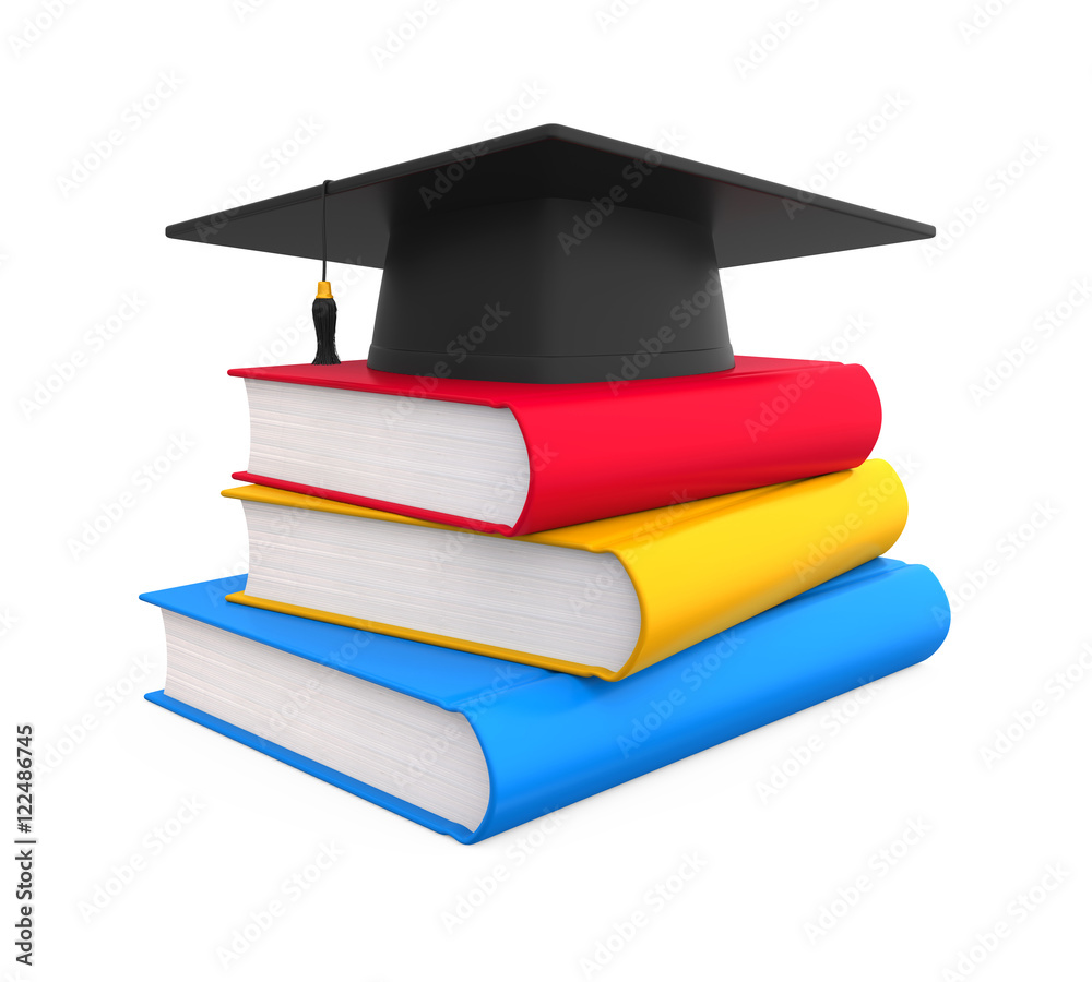 Graduation Cap and Books Stock Illustration | Adobe Stock