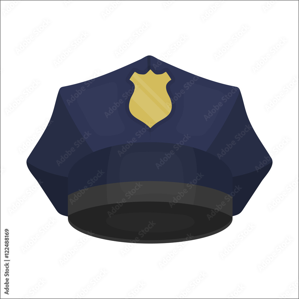 Police cap icon in cartoon style isolated on white background. Hats ...