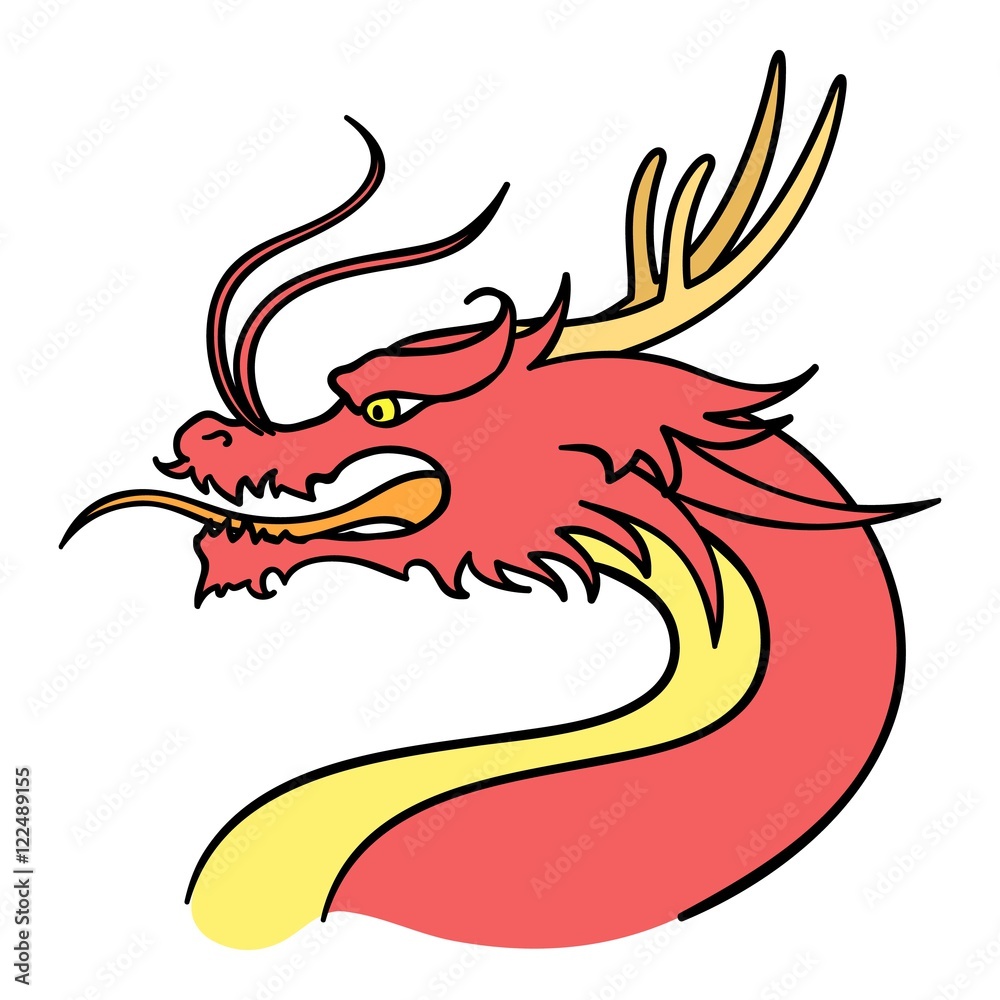 Dragon icon in cartoon style isolated on white background. South Korea ...