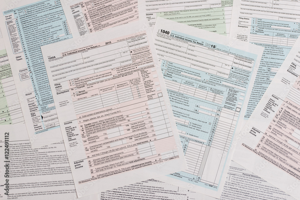 many different tax form Stock Photo | Adobe Stock