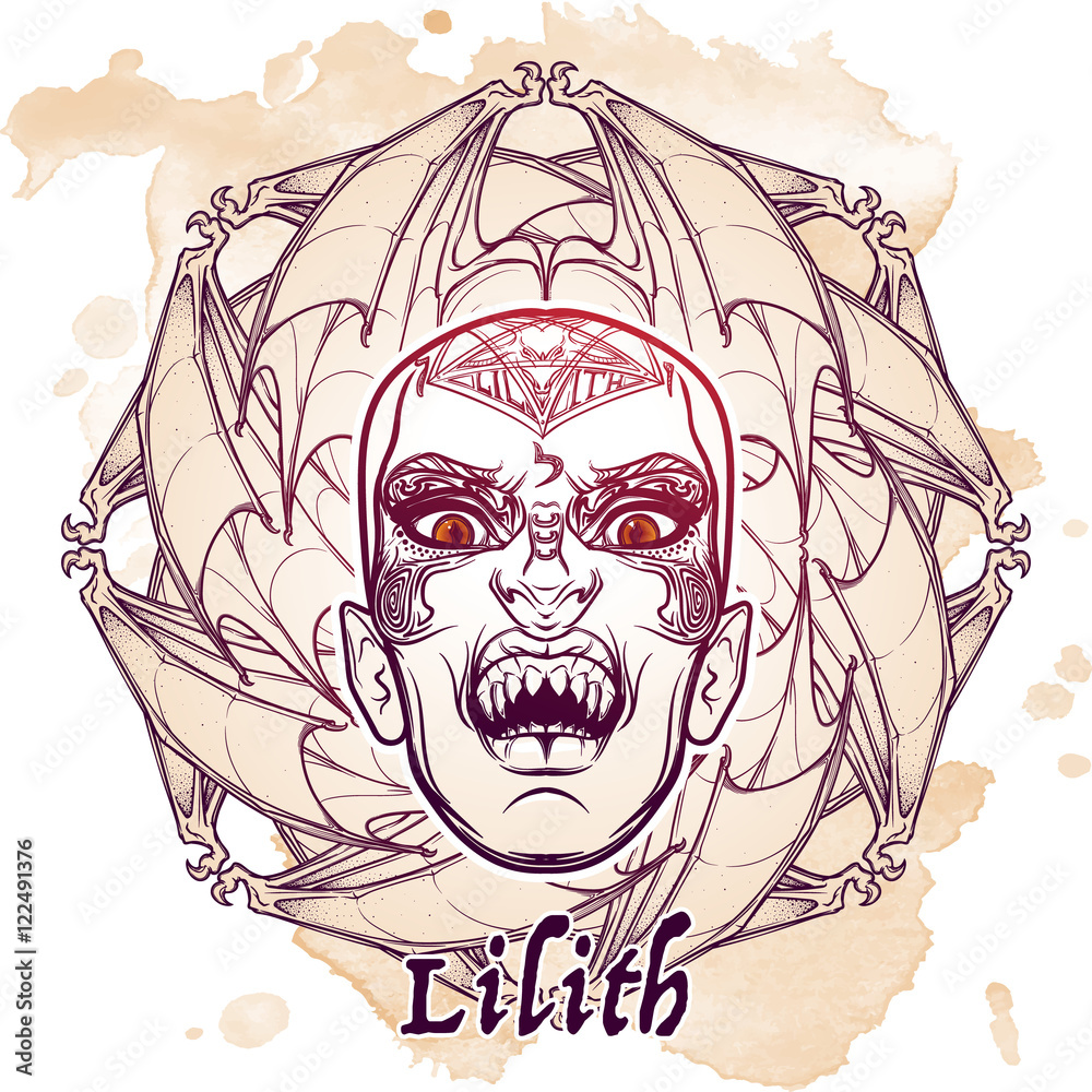 Lilith sketch on grunge background Stock Vector | Adobe Stock