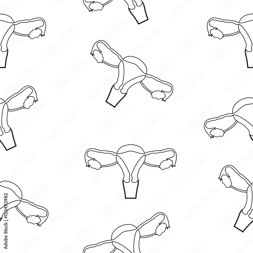 female reproductive system, circuit sketch hand-drawn illustration ...