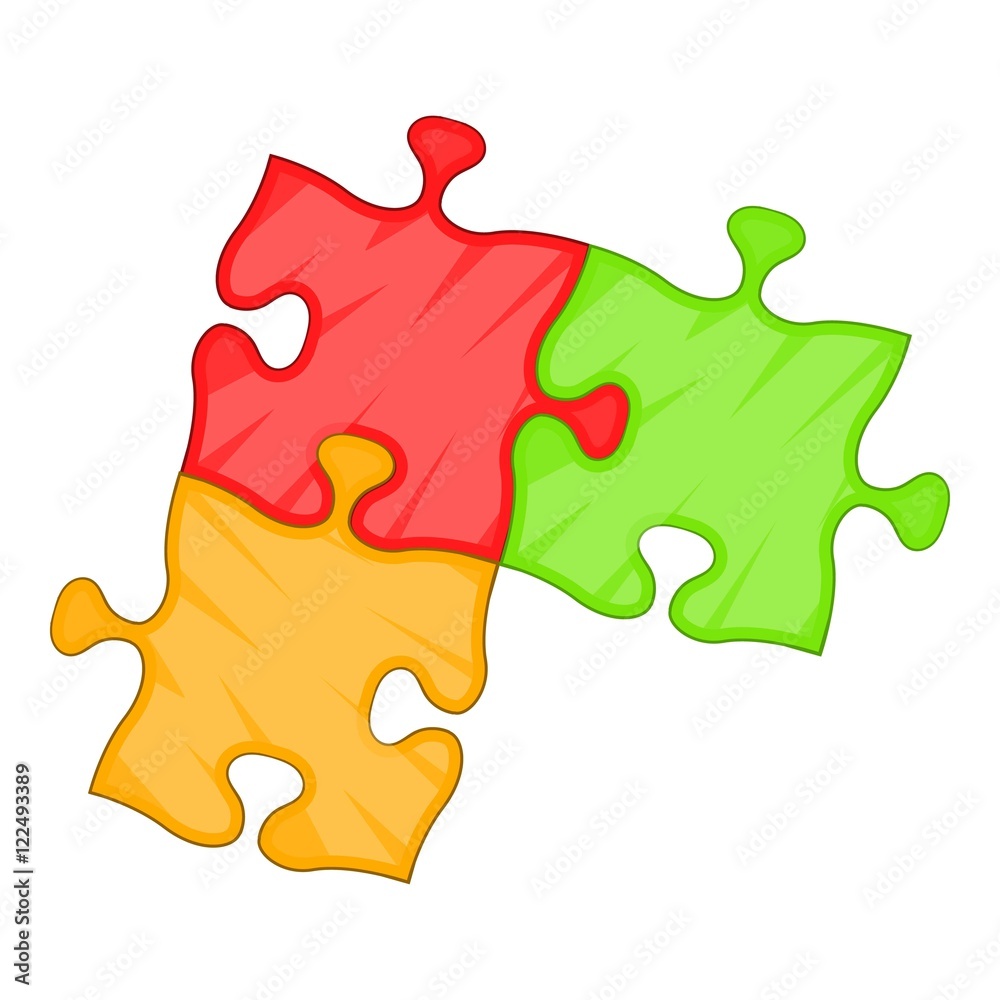Puzzle piece icon in cartoon style isolated on white background vector ...