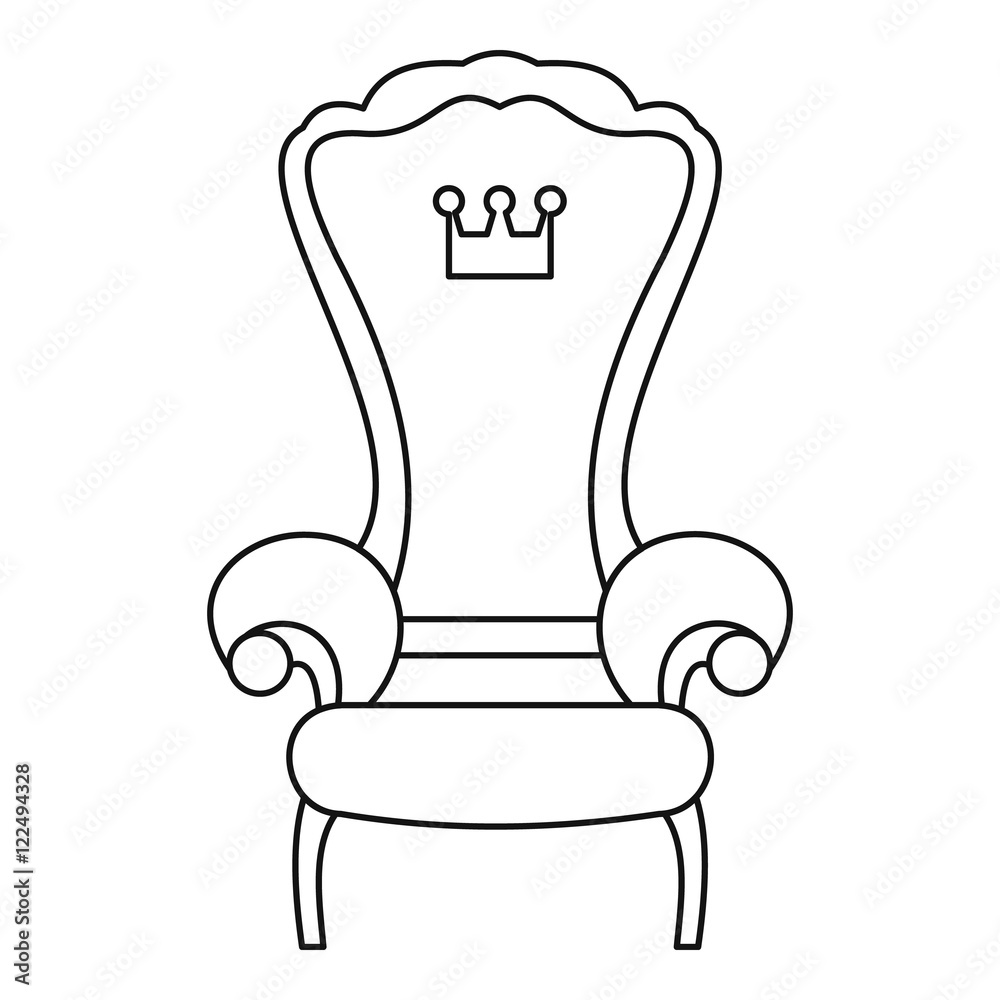 Royal throne icon in outline style on a white background vector ...