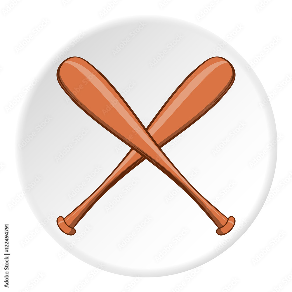 Baseball bat icon in cartoon style isolated on white circle background ...