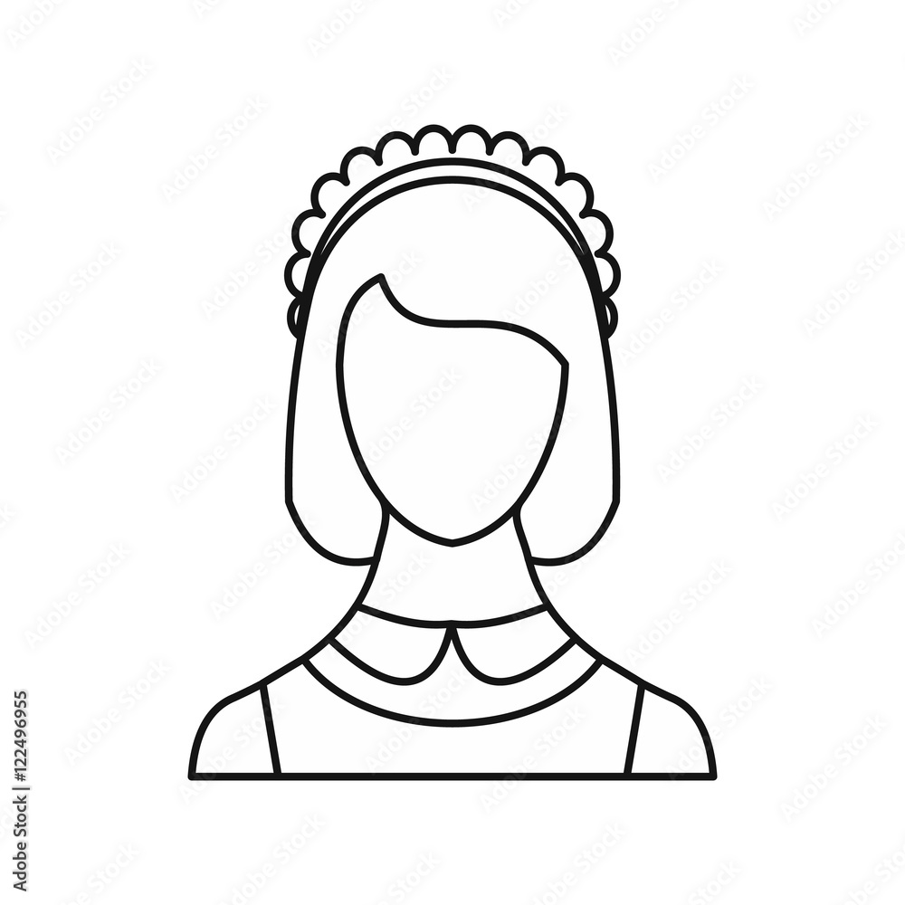 Maid icon in outline style isolated on white background. People symbol ...