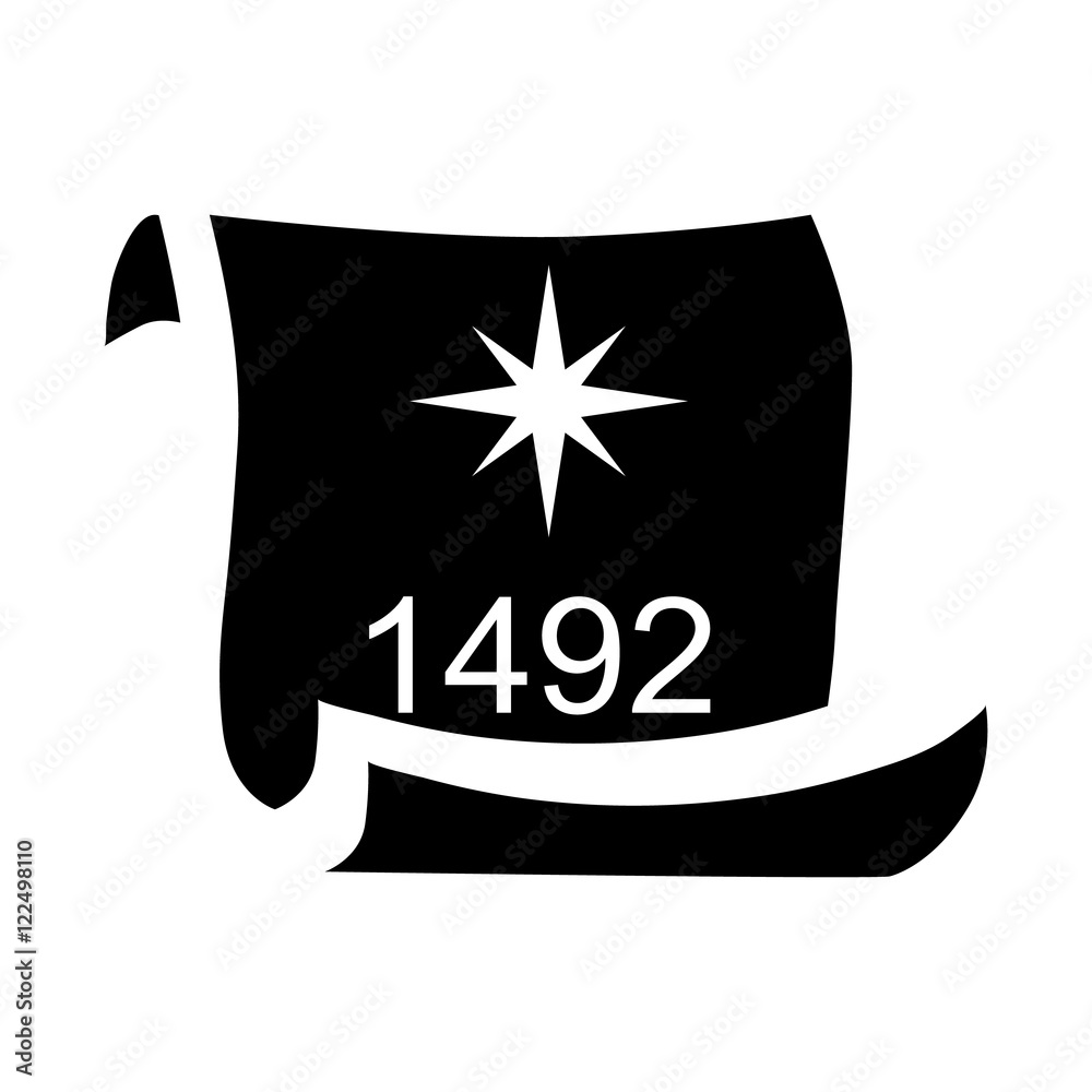 Scroll with date 1492 of Columbus day icon in simple style isolated on ...