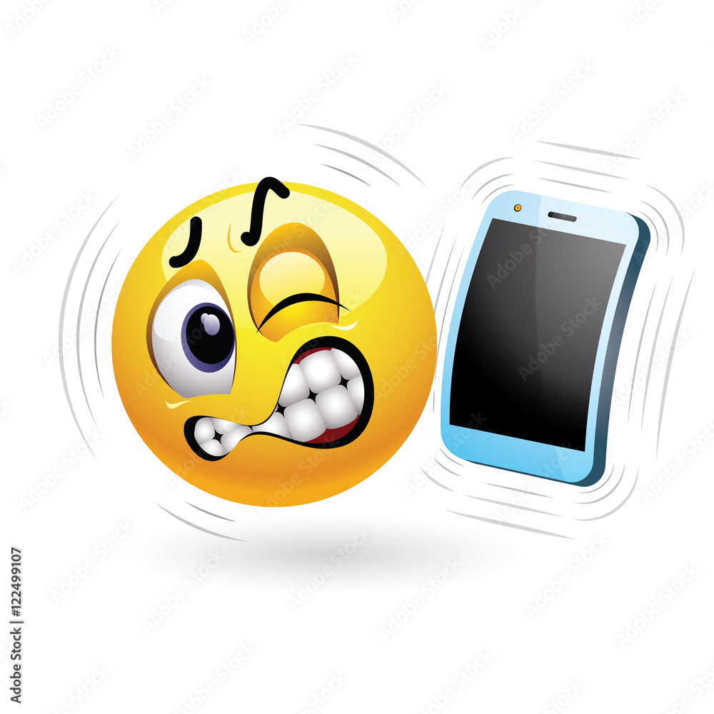 Smiley talking on a phone. Smiley talking on the phone while somebody ...