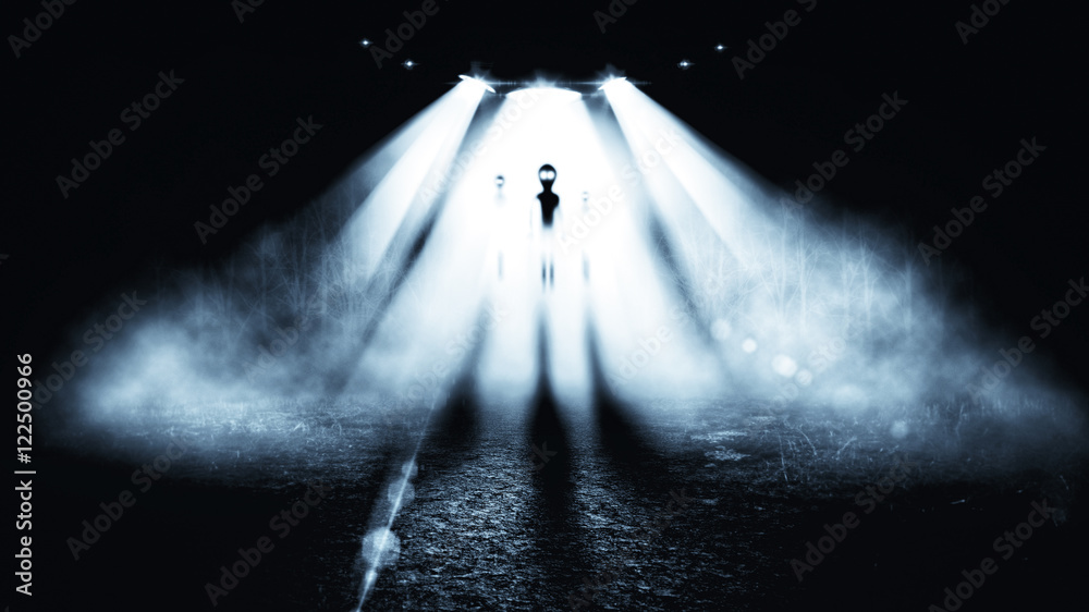 Alien in Night. Horror Background. Stock Illustration | Adobe Stock