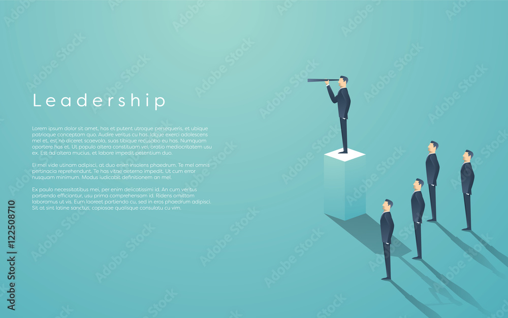 Business leadership concept with businessman standing on pillar ...