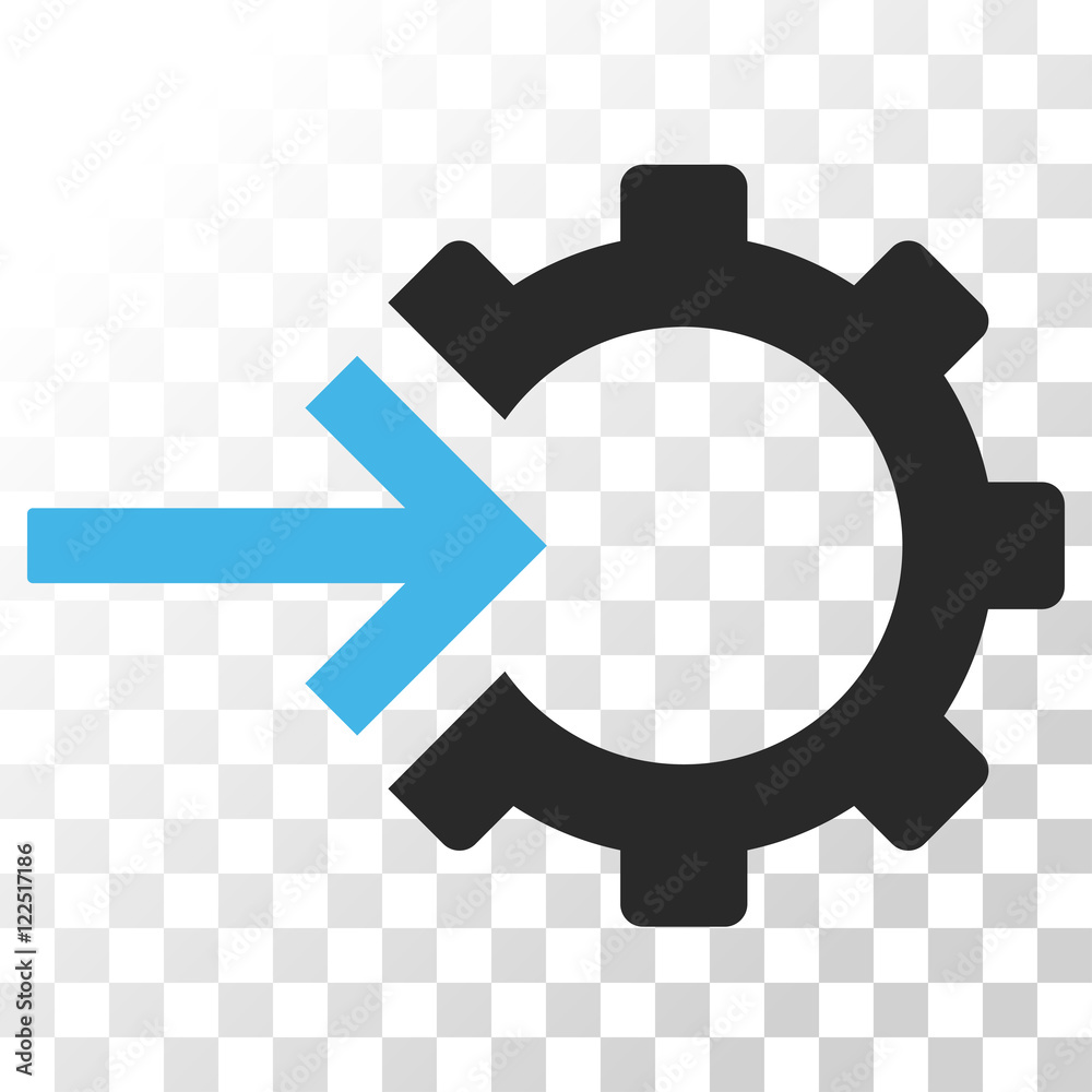 Cog Integration vector icon. Image style is a flat blue and gray colors ...