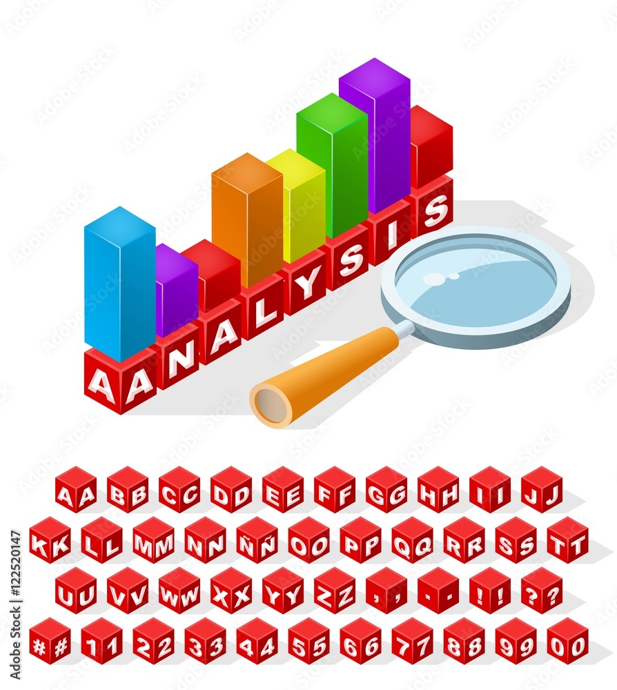 Set of Isometric Latin Alphabet Letters with Numbers and Isolated ...