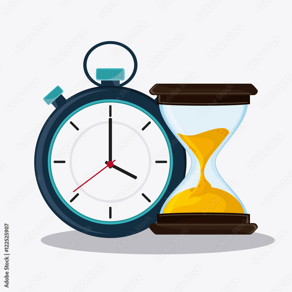 Hourglass and chronometer icon. Time instrument and tool theme ...