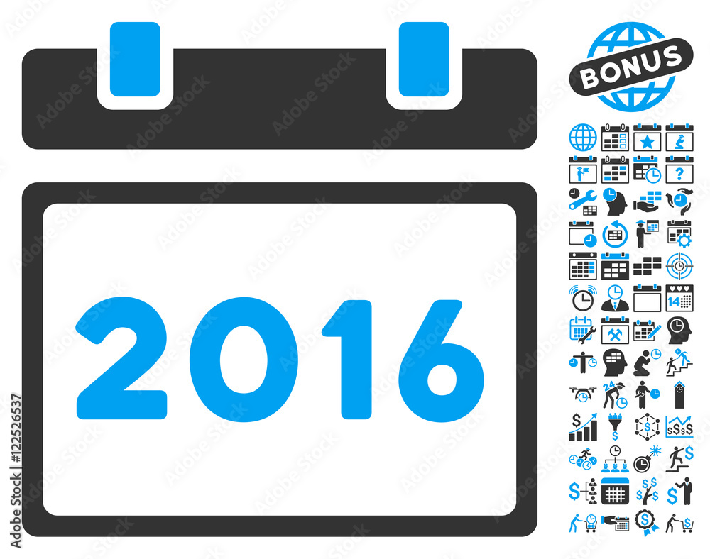 2016 Calendar pictograph with bonus calendar and time management design ...