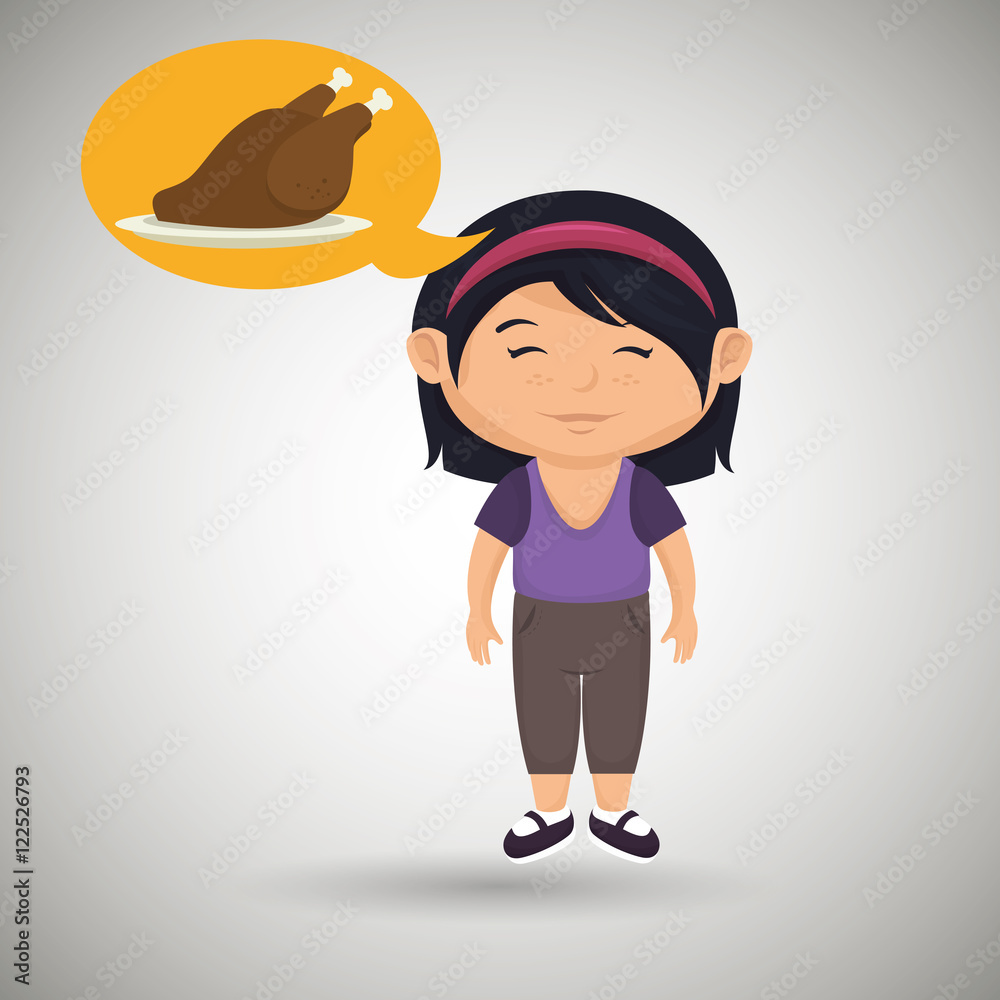 girl cartoon chicken food vector illustration eps 10 Stock Vector ...