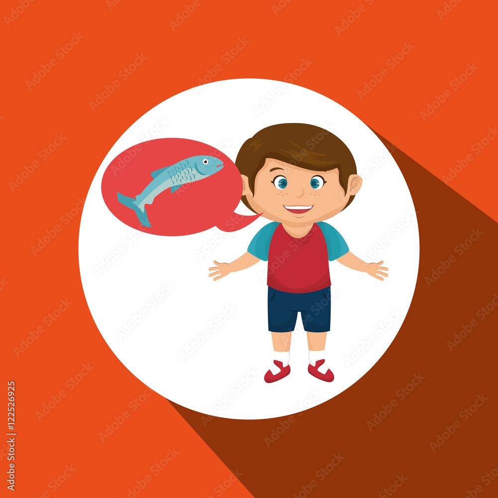 boy cartoon food fish fresh vector illustration eps 10 Stock Vector ...