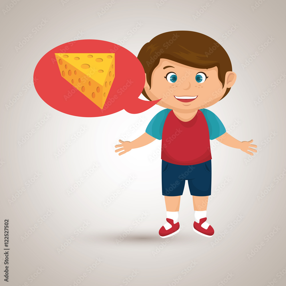 boy cartoon cheese sliced food vector illustration eps 10 Stock Vector ...