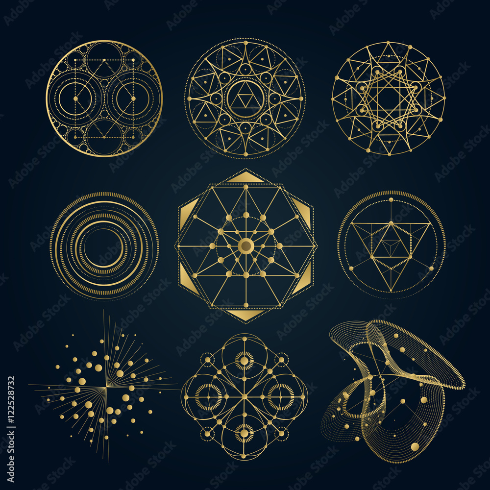 Sacred geometry forms, shapes of lines, logo, sign, symbol. Stock ...