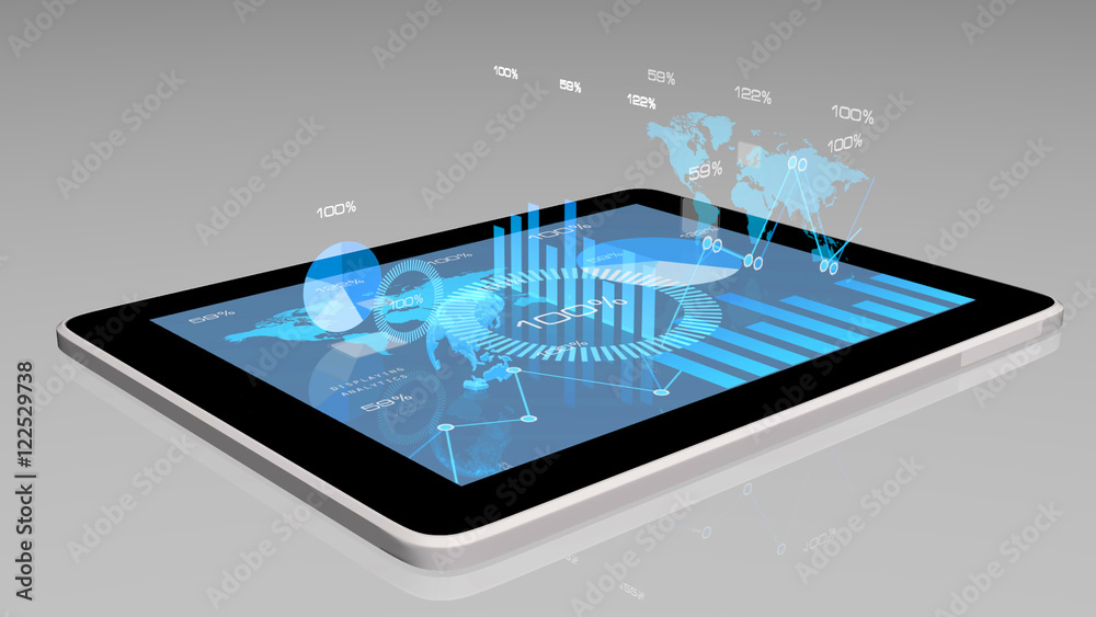 Modern financial instruments (graphs, charts and Earth globe) on a ...