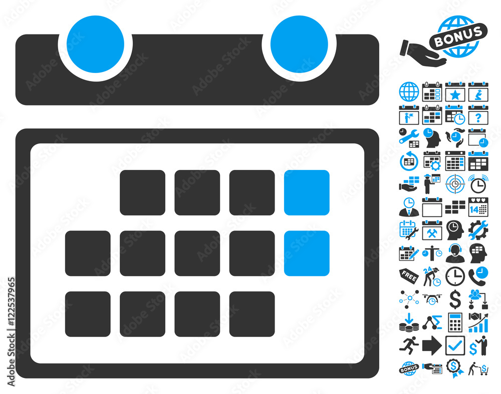 Month Calendar icon with bonus calendar and time management icon set ...