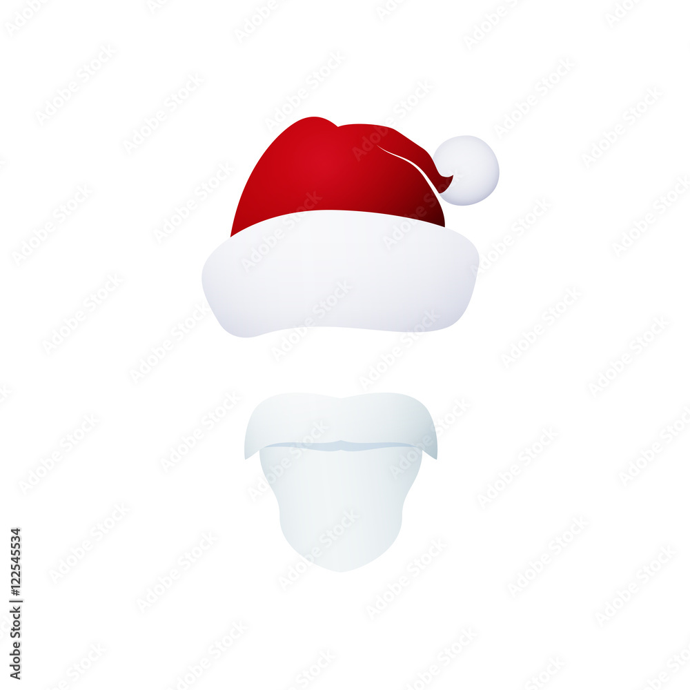 Santa Claus Face , Santa with a Beard Isolated on White, Mustache and ...