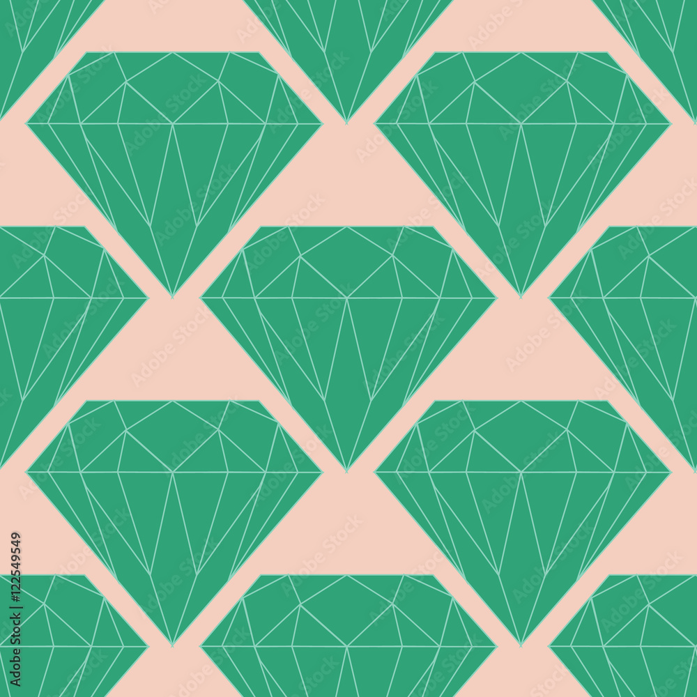 Vector seamless diamond or crystal pattern in green and pink colors ...