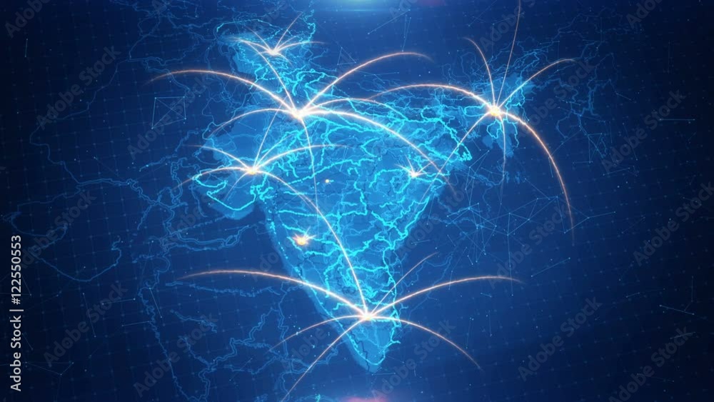 Map of the India with the animated background. Stock Video | Adobe Stock