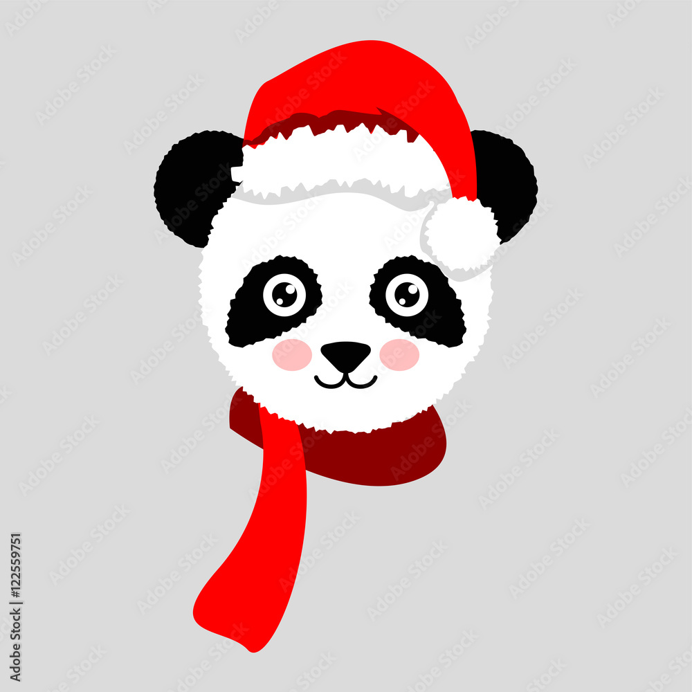 Cartoon panda wearing Santa hat. Vector Illustration Stock Vector ...