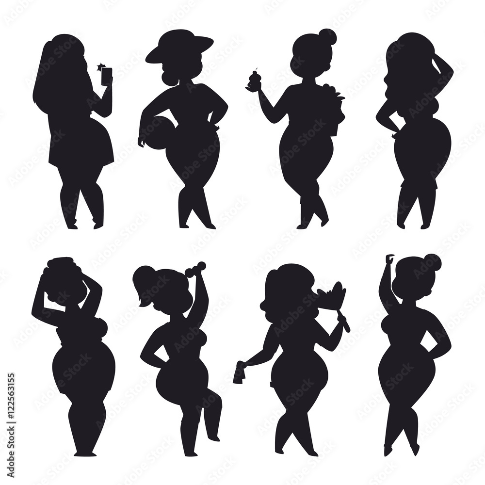 Fat Girl Vector Set Stock Vector Adobe Stock